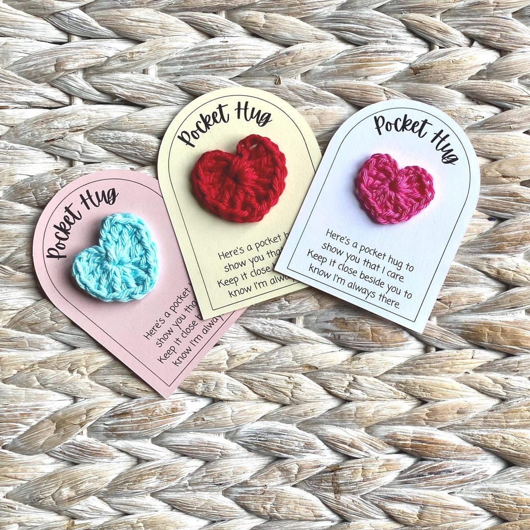 Pocket Hug: Cotton Crochet Heart With Card - Etsy