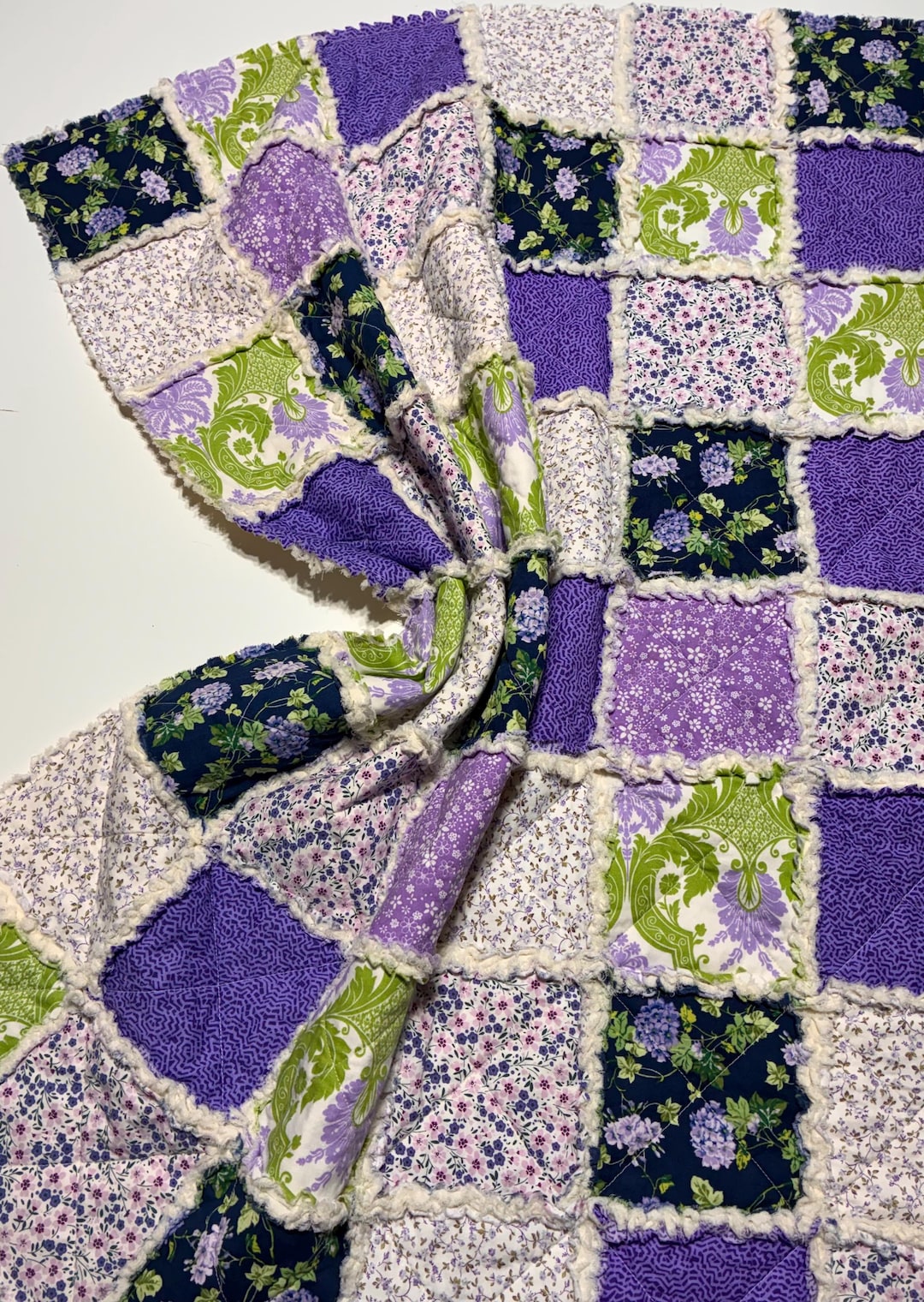 Hand Sewn Cotton Rag Quilt Baby Blanket: Purple Floral Nursery Decor - Etsy