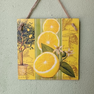 Lemon Tree Kitchen Wall Sign, Lemons Country Rustic Art, Wooden Kitchen ...