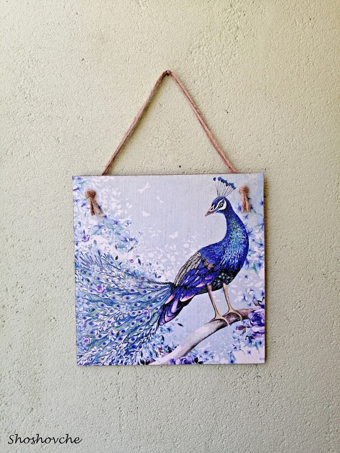 Peacock Wall Decor, Blue Wall Art, Wooden Kitchen Plaques, Kitchen ...