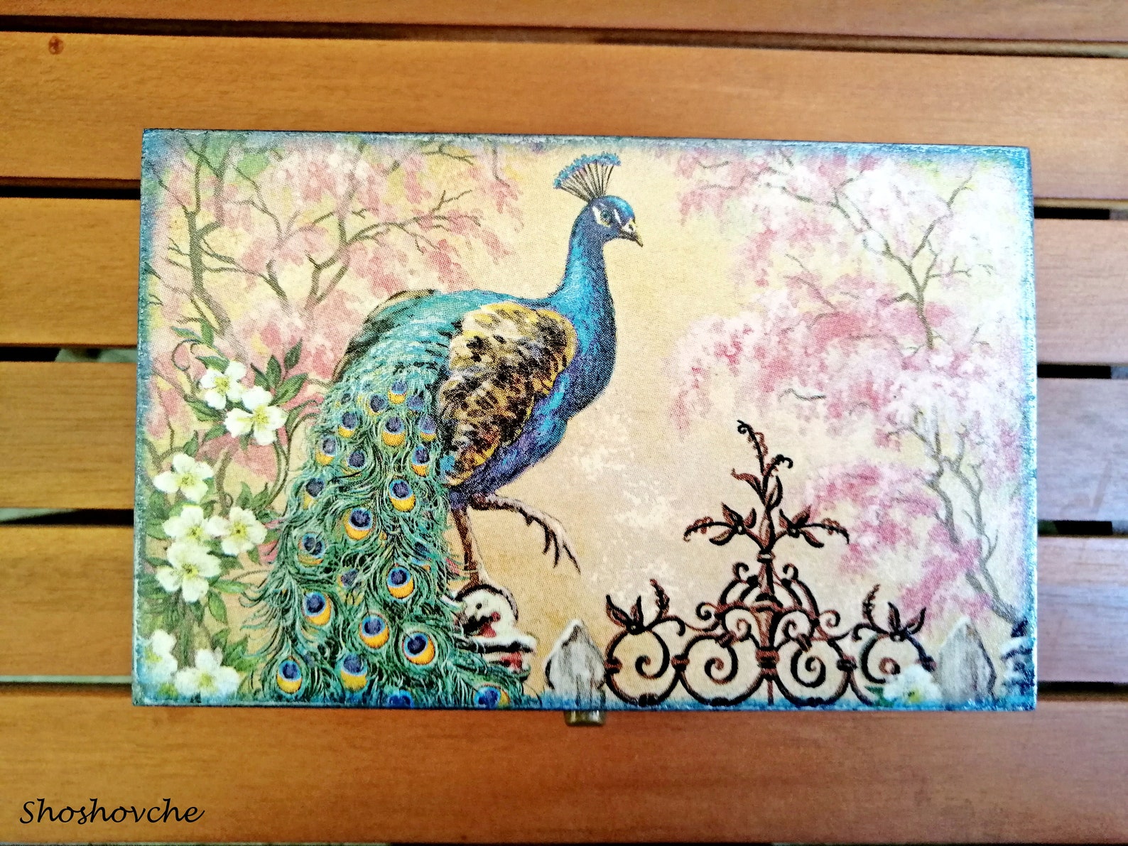 Peacock Wooden Jewellery Box Pink Keepsake Box Peacocks - Etsy