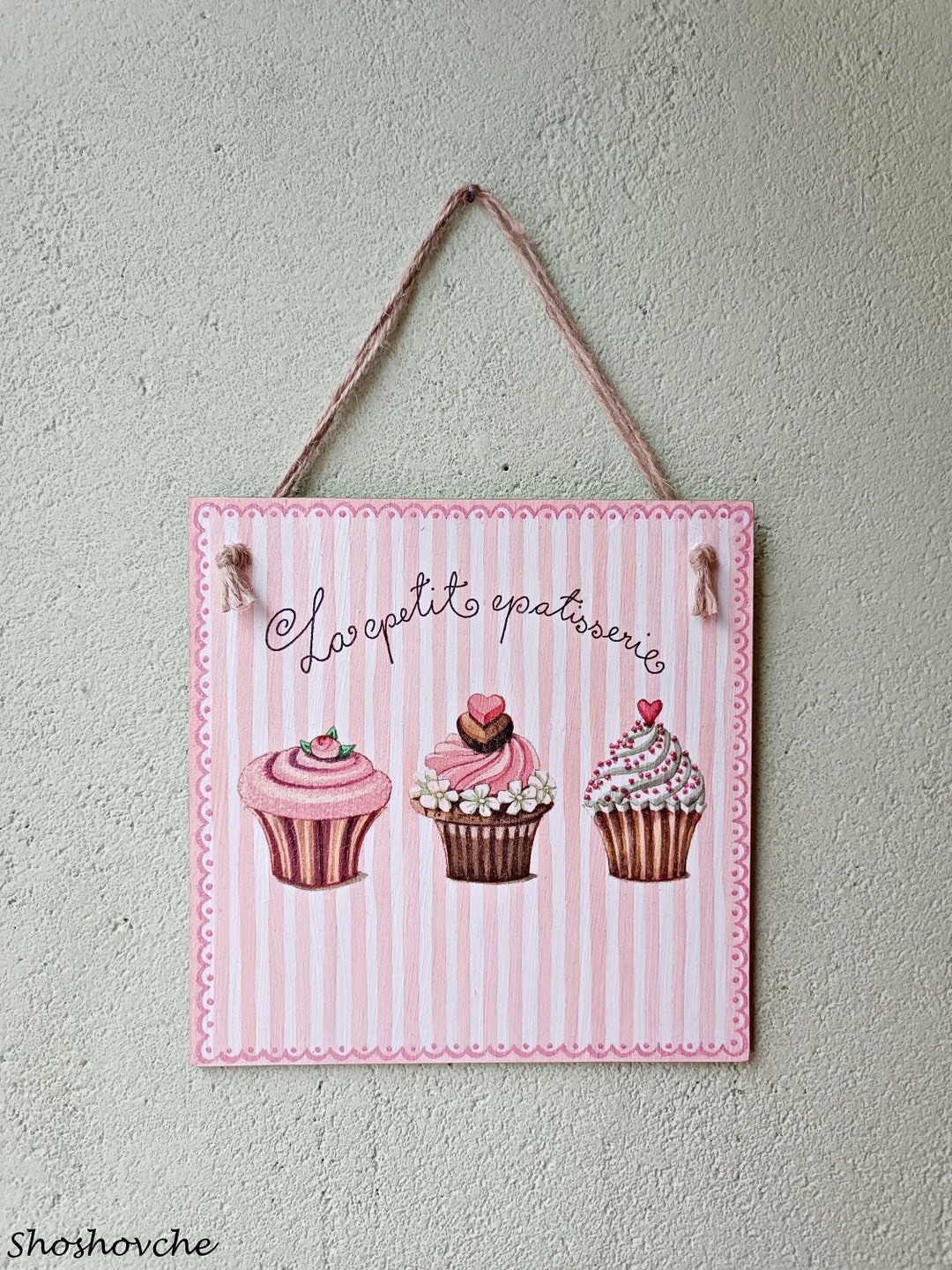 Wall Hanging Plaque/picture Pink France Cupcake Wall Art Decor ...