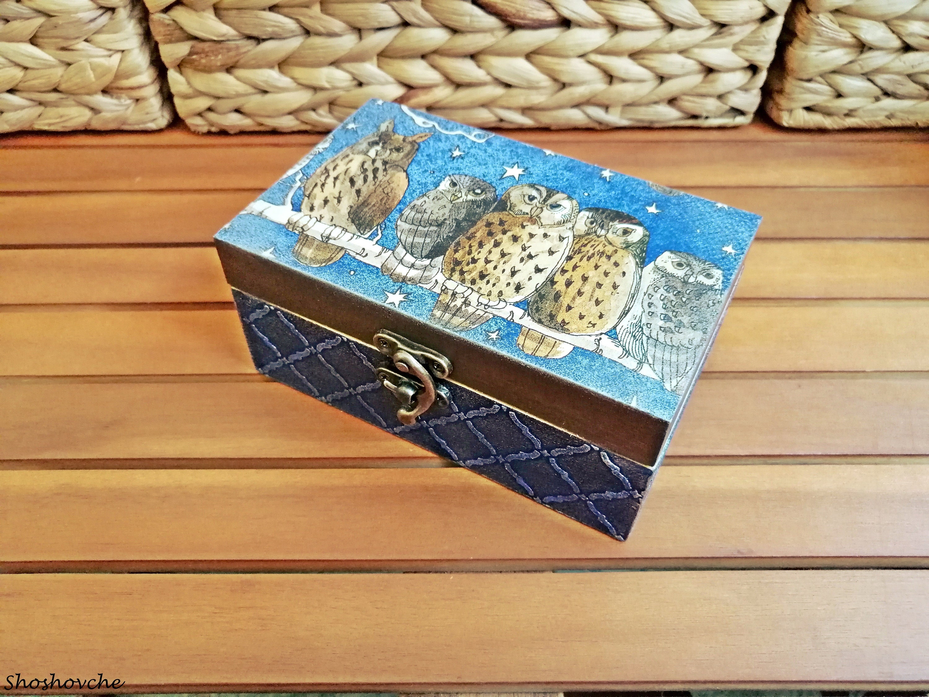 Owl Wooden Memory Box Night Birds Decoupage Box Owl Decor | Etsy