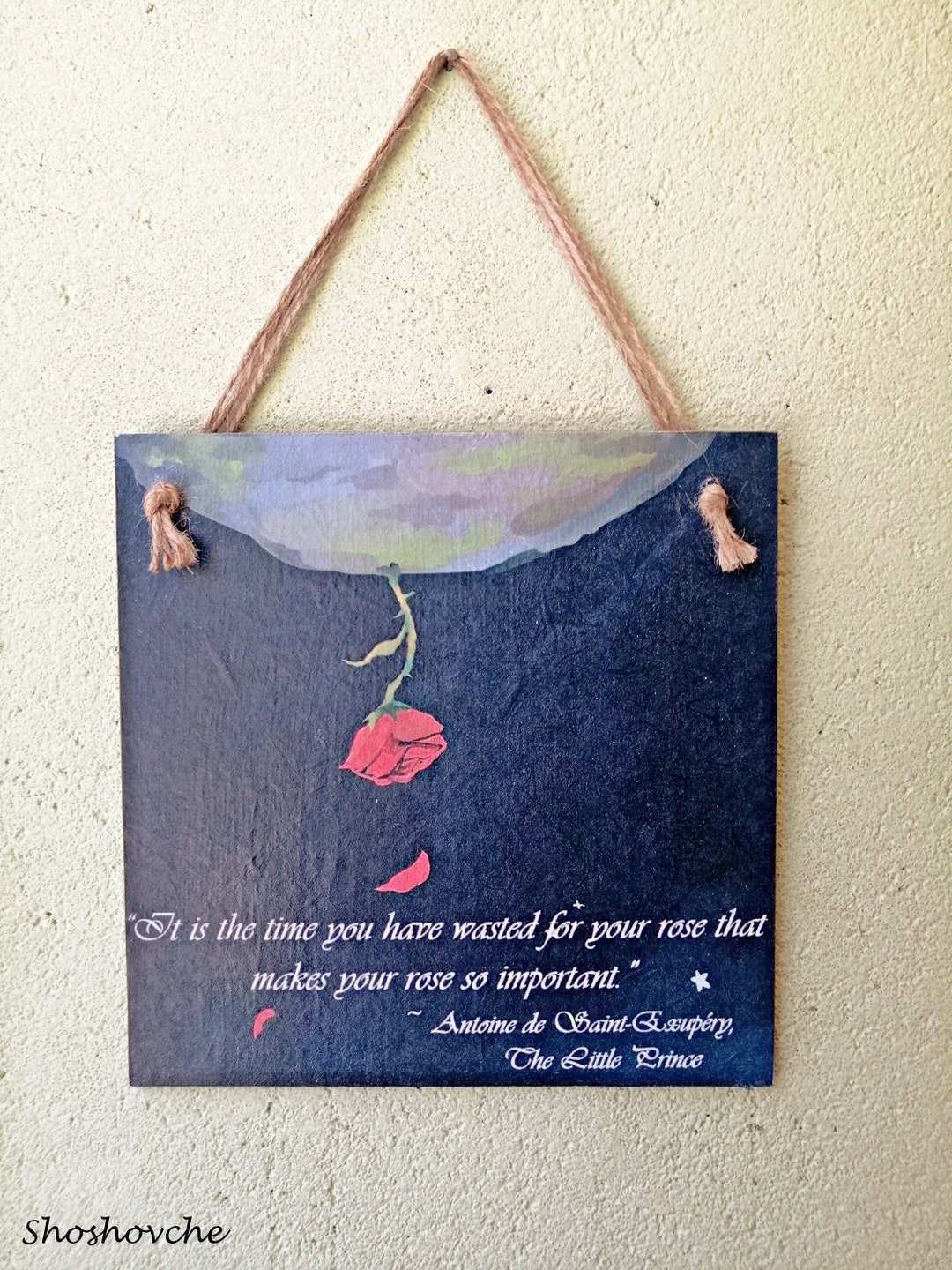 The Little Prince Red Rose Inspiration Book Quote Sign, Quote Wall Art ...