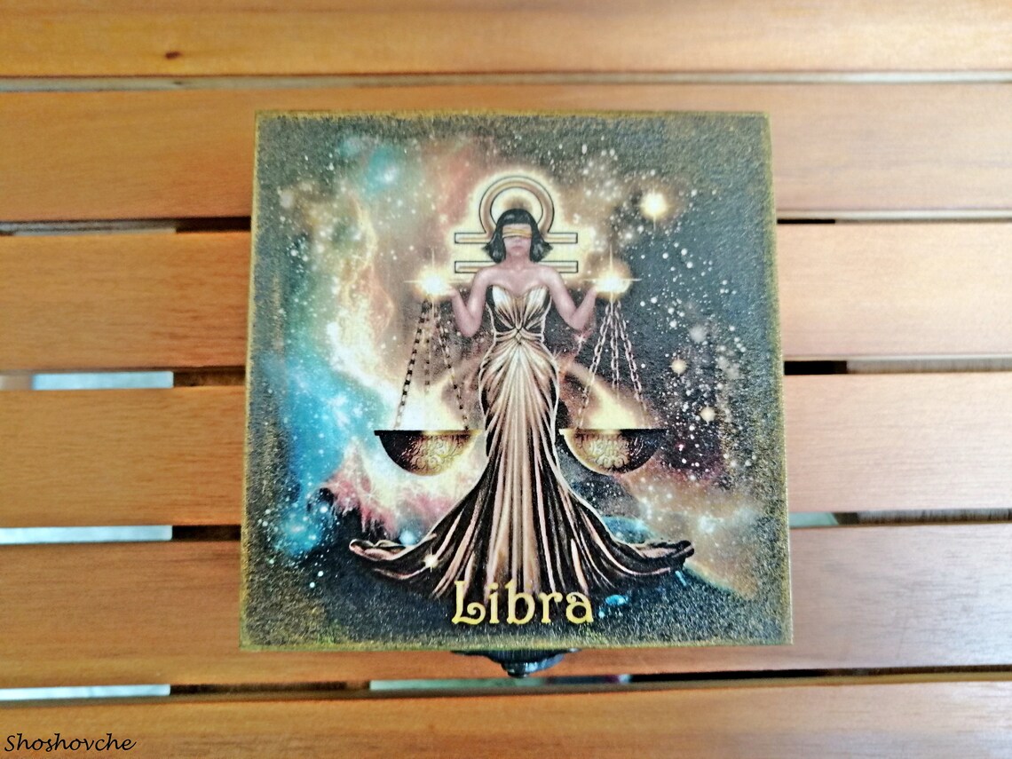Libra Zodiac sign wooden box Astrology Lover gifts Libra | Etsy