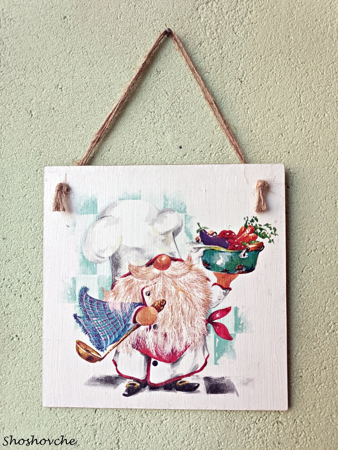 Cook Chef Garden Gnome Wooden Hanging Sign, Cooking Lover Gift, Country ...