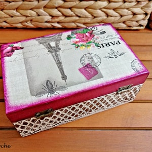 Paris Memory Wooden Box, Eiffel Tower Jewelry Box, Shabby Chic Decor ...