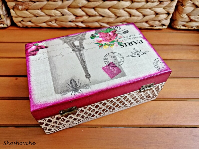 Paris Memory Wooden Box Eiffel Tower Jewelry Box Shabby Chic - Etsy