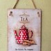 Wall Hanging Plaque/picture Rustic Tea Wooden Sign Red Kettle Pot ...