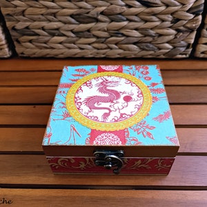 Chinese Red Dragon Jewelry Box, Chinese Dragon Decor, Blue Keepsake Box ...
