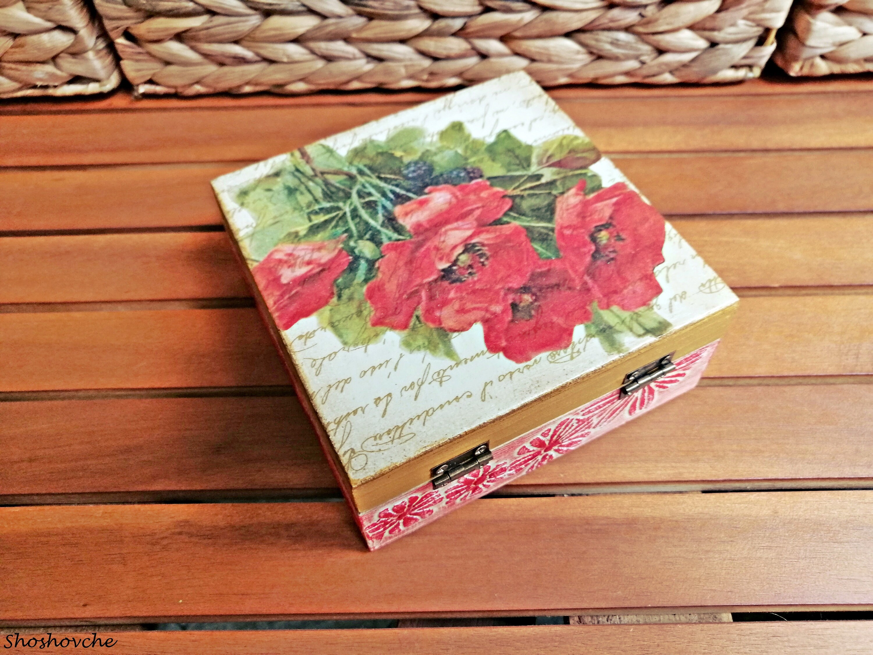 Red Poppy keepsake box Wildflowers country wooden box Poppy | Etsy