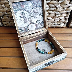 Wooden Memory World Map Box, Keepsake Vintage Style Box, Decoupage ...