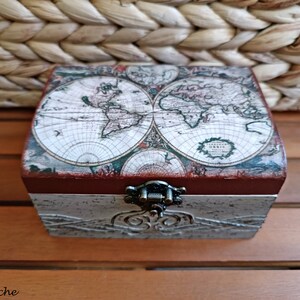 Wooden Memory World Map Box Keepsake Vintage Style Box - Etsy