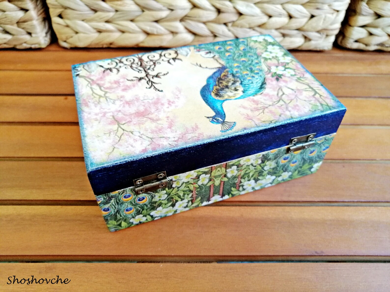 Peacock Wooden Jewellery Box Pink Keepsake Box Peacocks - Etsy