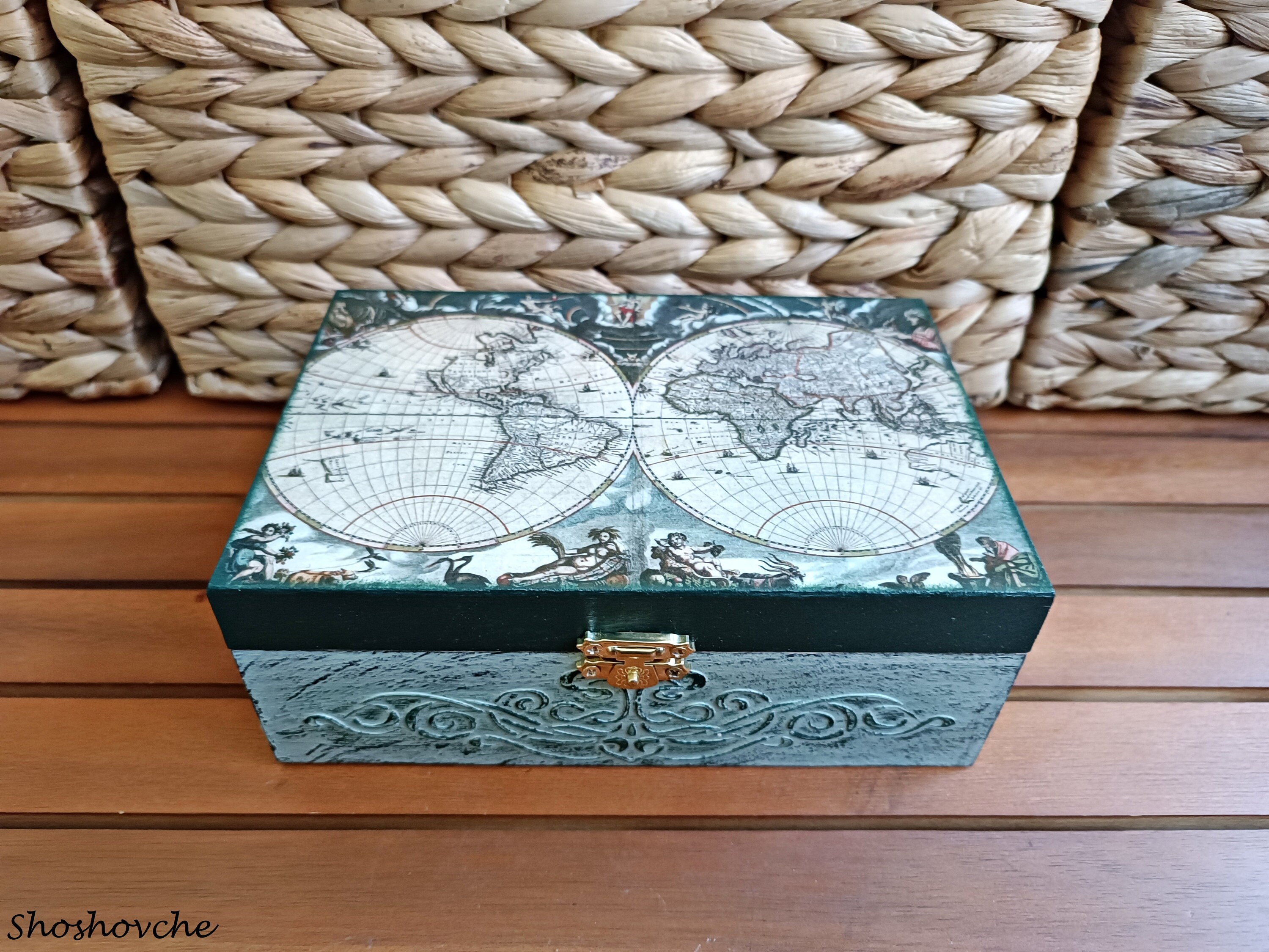 Antique World Map Keepsake Box Map of the World Wooden Big - Etsy UK