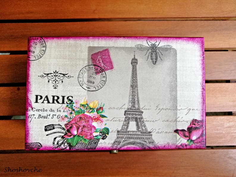 Paris Memory Wooden Box Eiffel Tower Jewelry Box Shabby Chic - Etsy