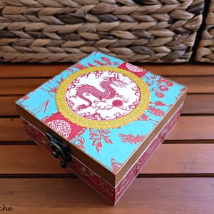 Chinese Red Dragon Jewelry Box, Chinese Dragon Decor, Blue Keepsake Box ...