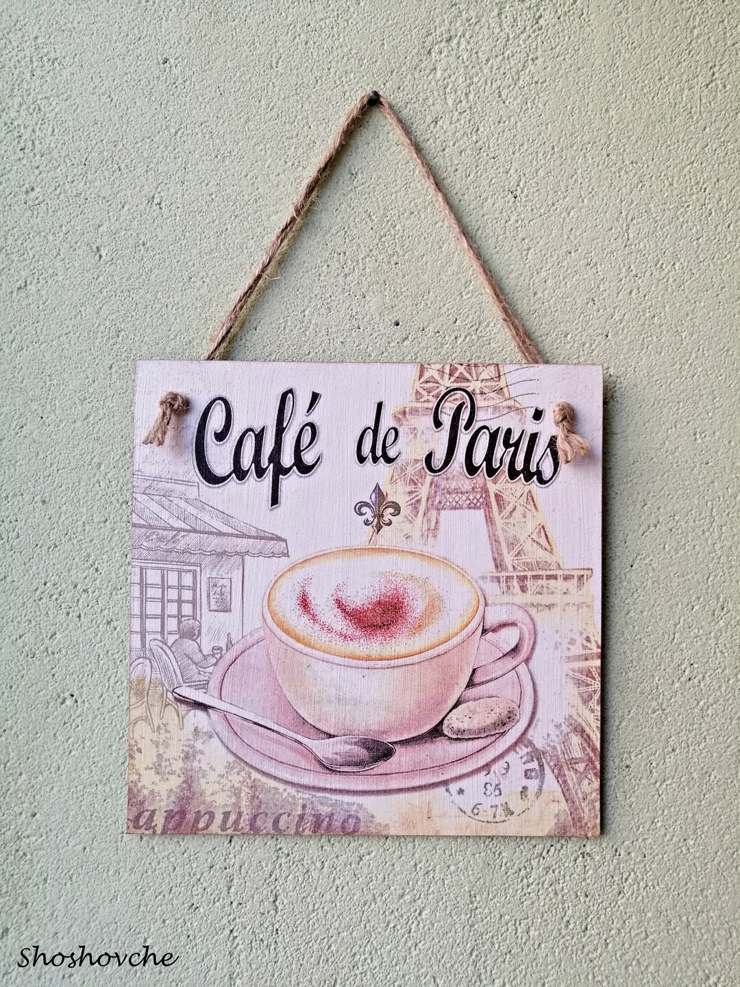 Wall Hanging Plaque/picture Eiffel Tower Paris France Street Sign ...