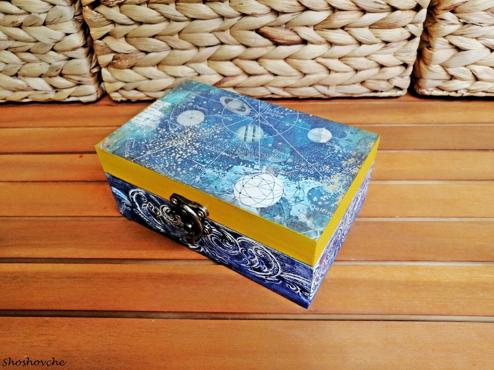 Galaxy Planets Wooden Memory Box Аstrology Jewelry Box - Etsy