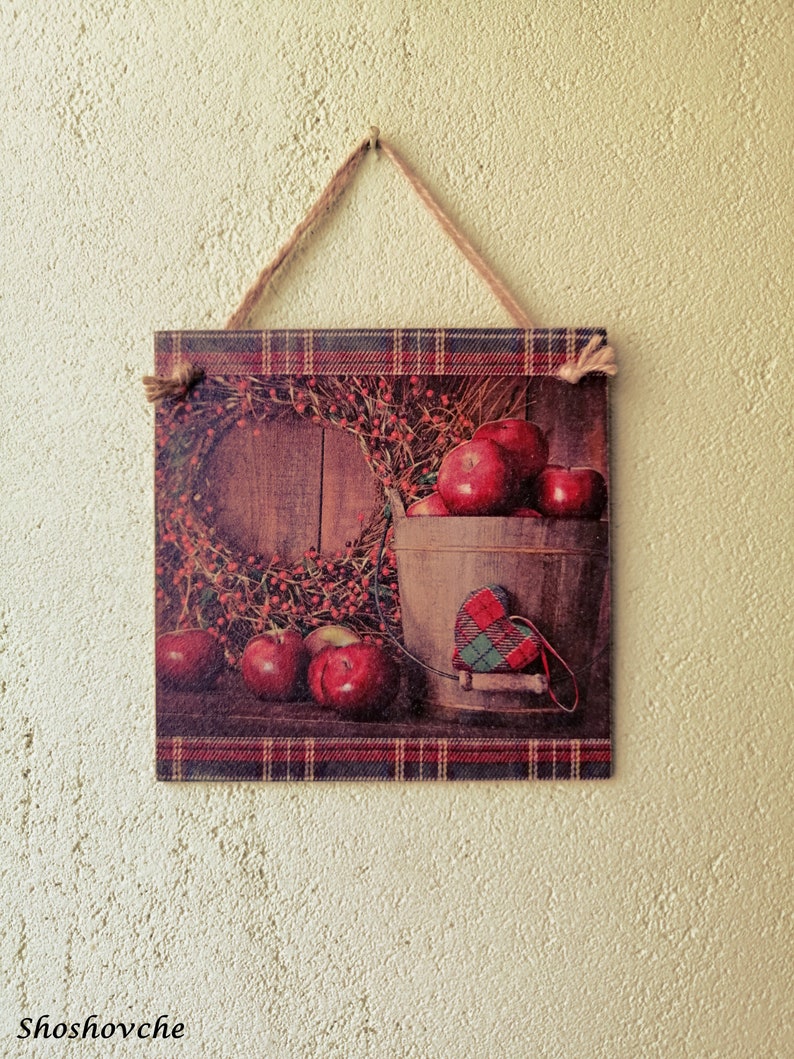 Apple wall decor Country wall art Wooden kitchen plaques | Etsy