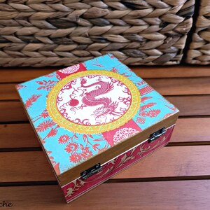Chinese Red Dragon Jewelry Box, Chinese Dragon Decor, Blue Keepsake Box ...