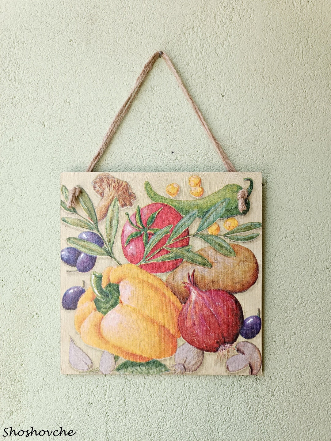Vegetables Rustic Country Wooden Wall Hanging Sign, Veggie Kitchen Food ...