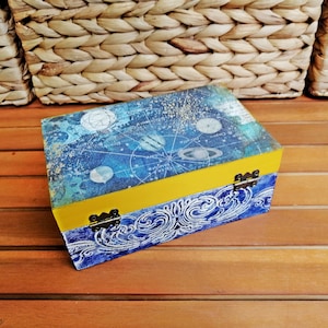 Galaxy Planets Wooden Memory Box, Аstrology Jewelry Box, Constellation ...