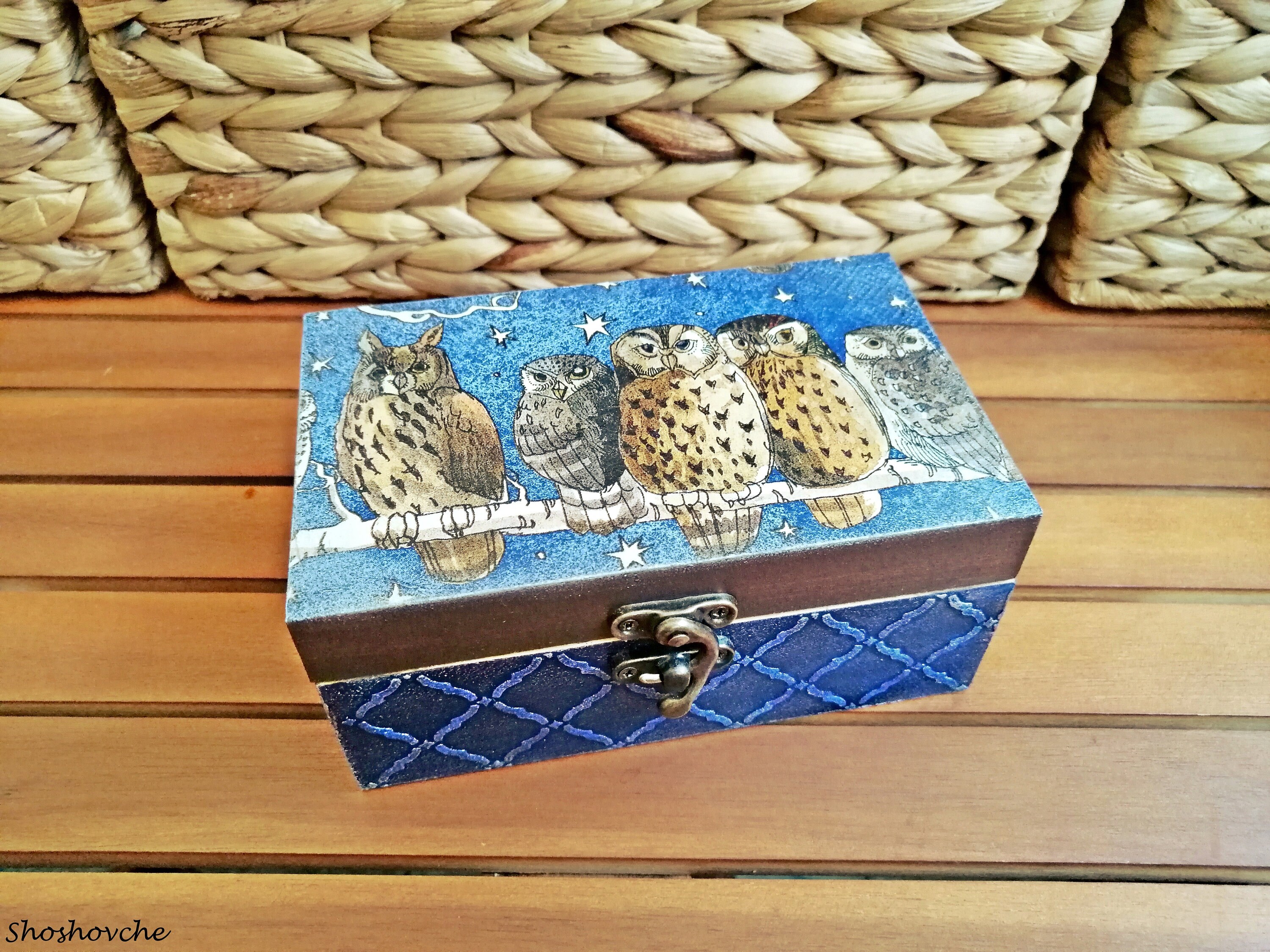 Owl Wooden Memory Box Night Birds Decoupage Box Owl Decor | Etsy