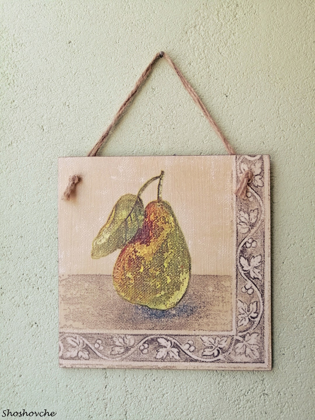 Pears Wall Decor, Country Wall Art, Wooden Kitchen Plaques, Kitchen ...