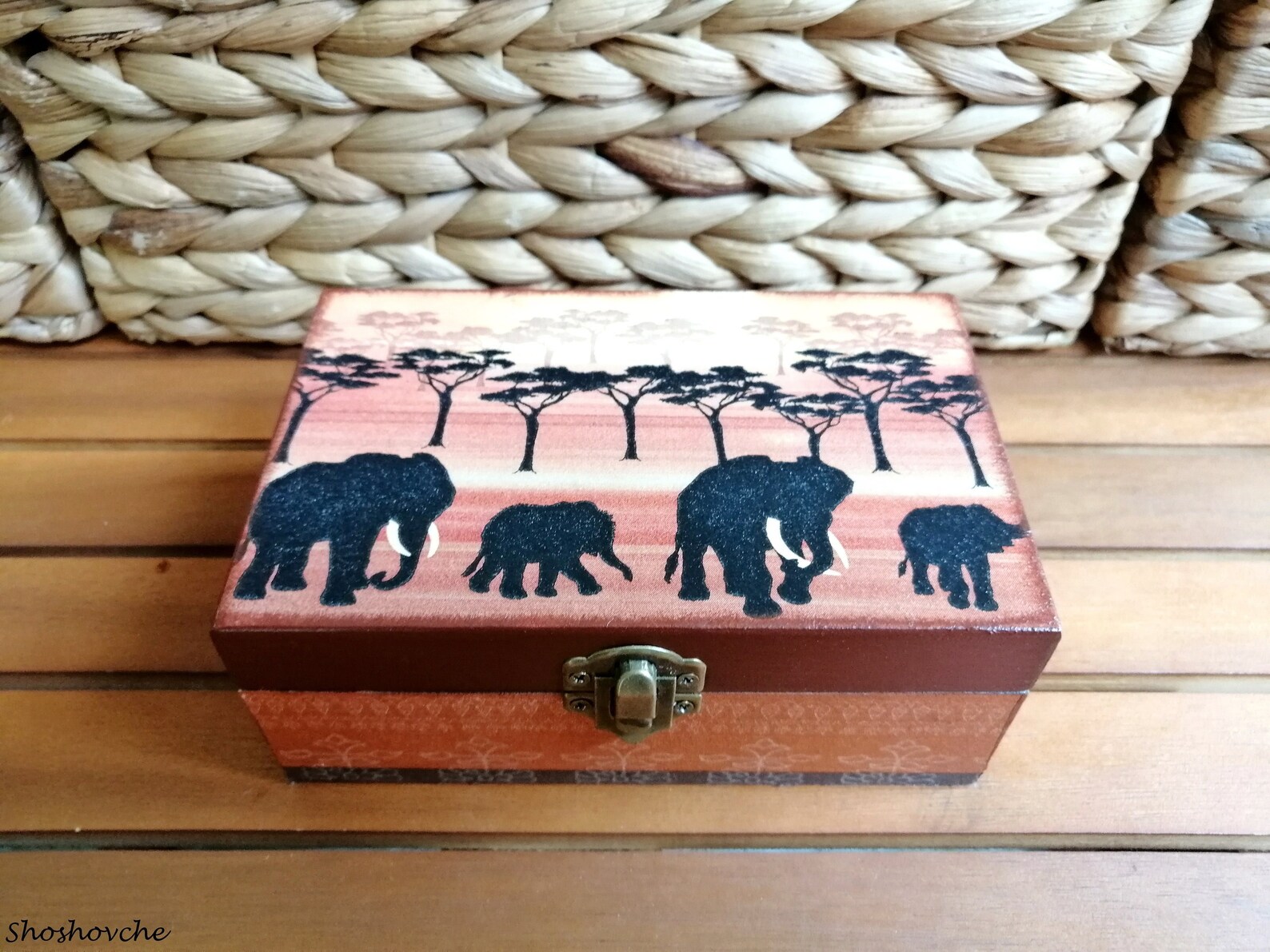 Wooden Elephant Box Elephant Indian Decor Sunset African - Etsy