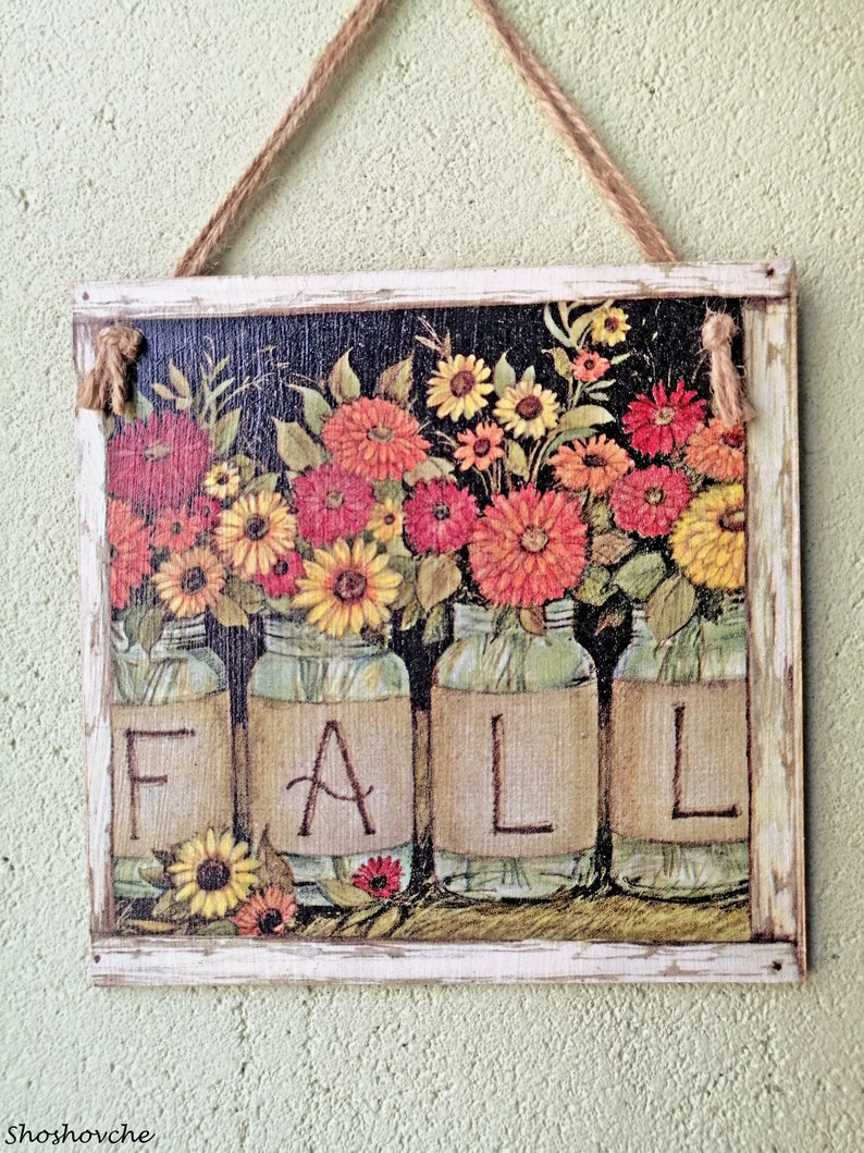 Fall Flowers Wall Hanging Plaque Kitchen Wooden Sings Autumn | Etsy