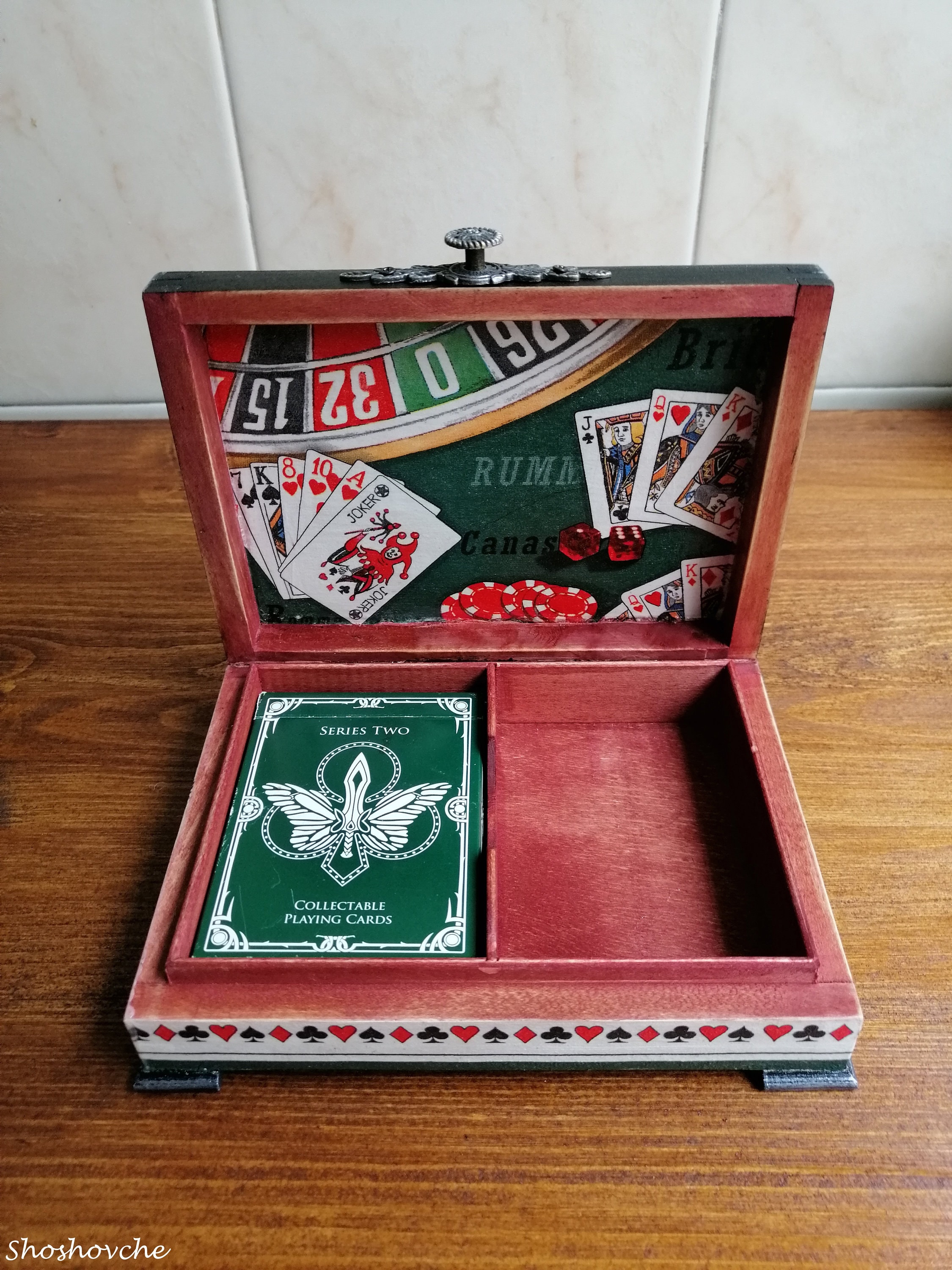 Wooden Deck box Poker layer gift Playing cards Deck of | Etsy