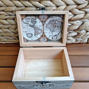 Wooden Memory World Map Box Keepsake Vintage Style Box - Etsy