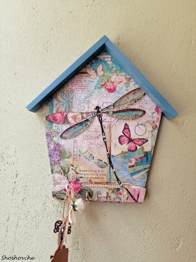 Turquoise Dragonfly Key Holder for Wall Dragonfly Art Gift - Etsy