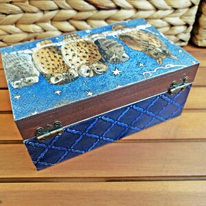 Owl Wooden Memory Box Night Birds Decoupage Box Owl Decor | Etsy