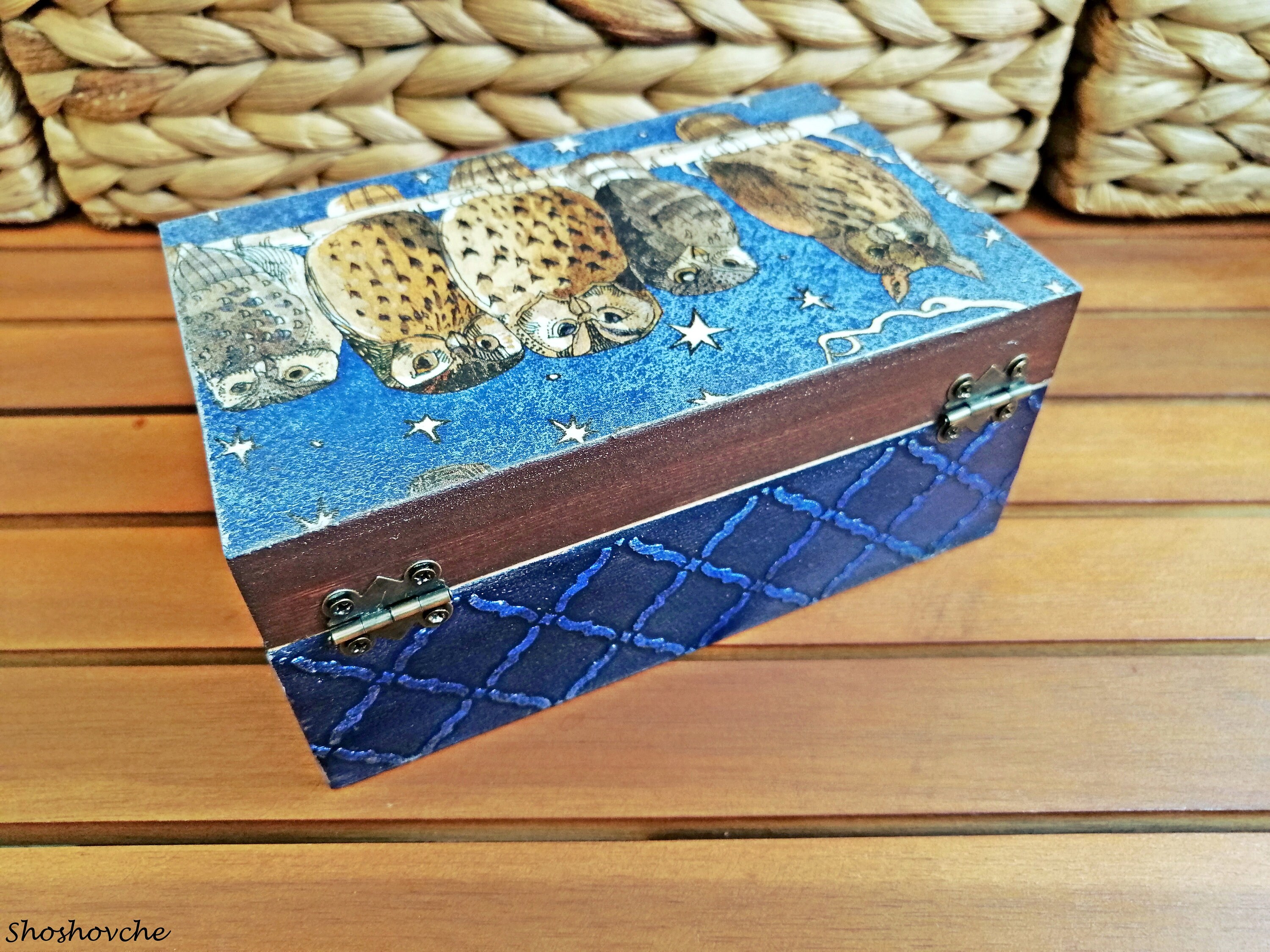 Owl Wooden Memory Box Night Birds Decoupage Box Owl Decor | Etsy