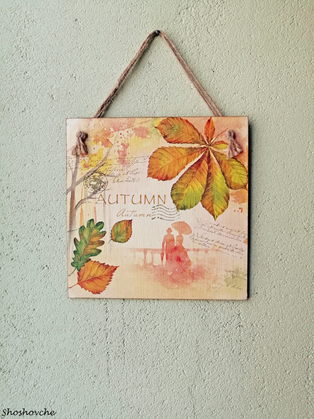 Fall Dry Leaves Wall Hanging Plaque, Autumn Wooden Sings, Country ...