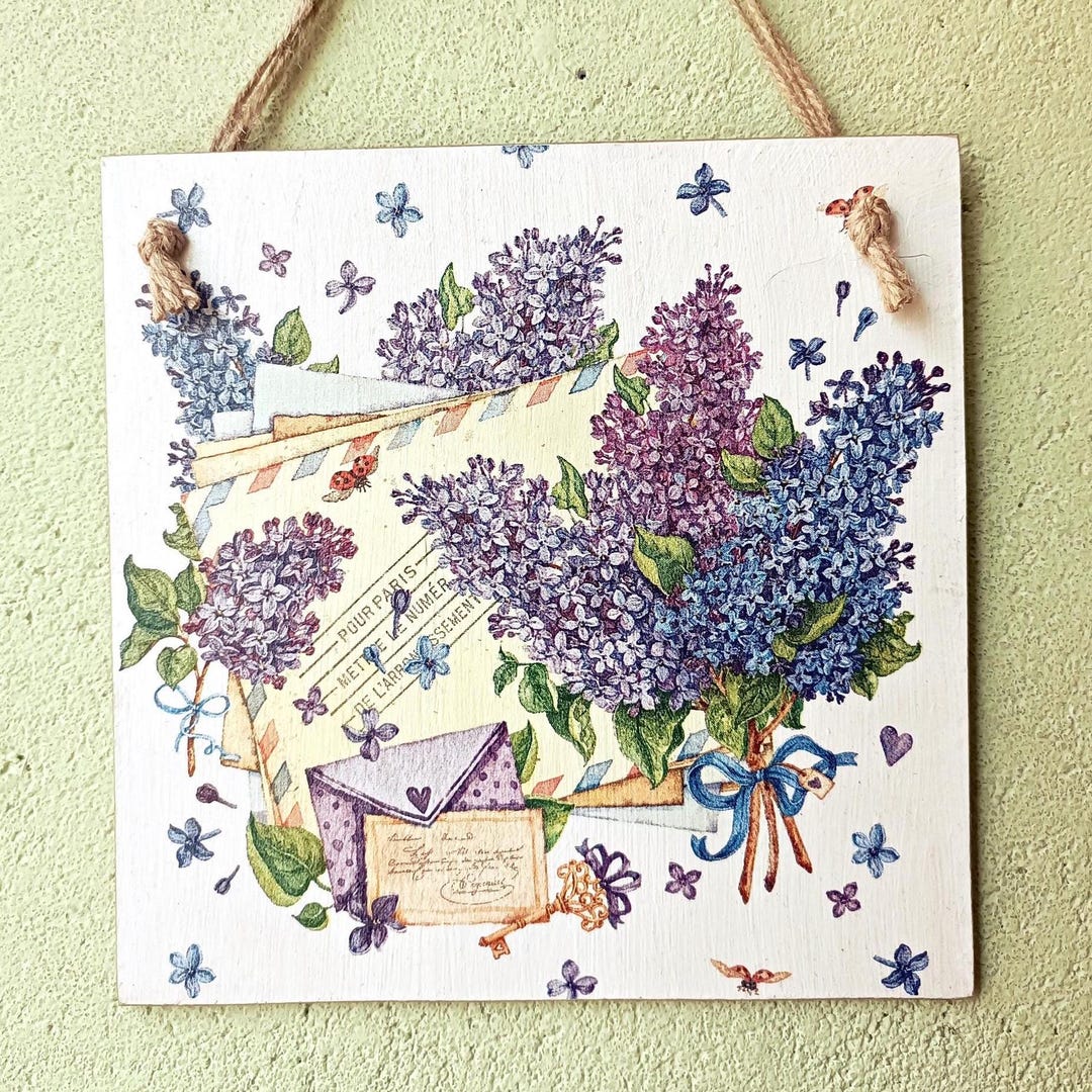 Purple Lilac Flower Wall Sign, Romance Love Paris French Letters ...