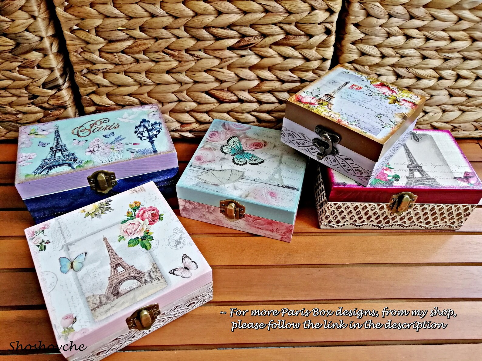 Paris Memory Wooden Box Eiffel Tower Jewelry Box Shabby Chic - Etsy