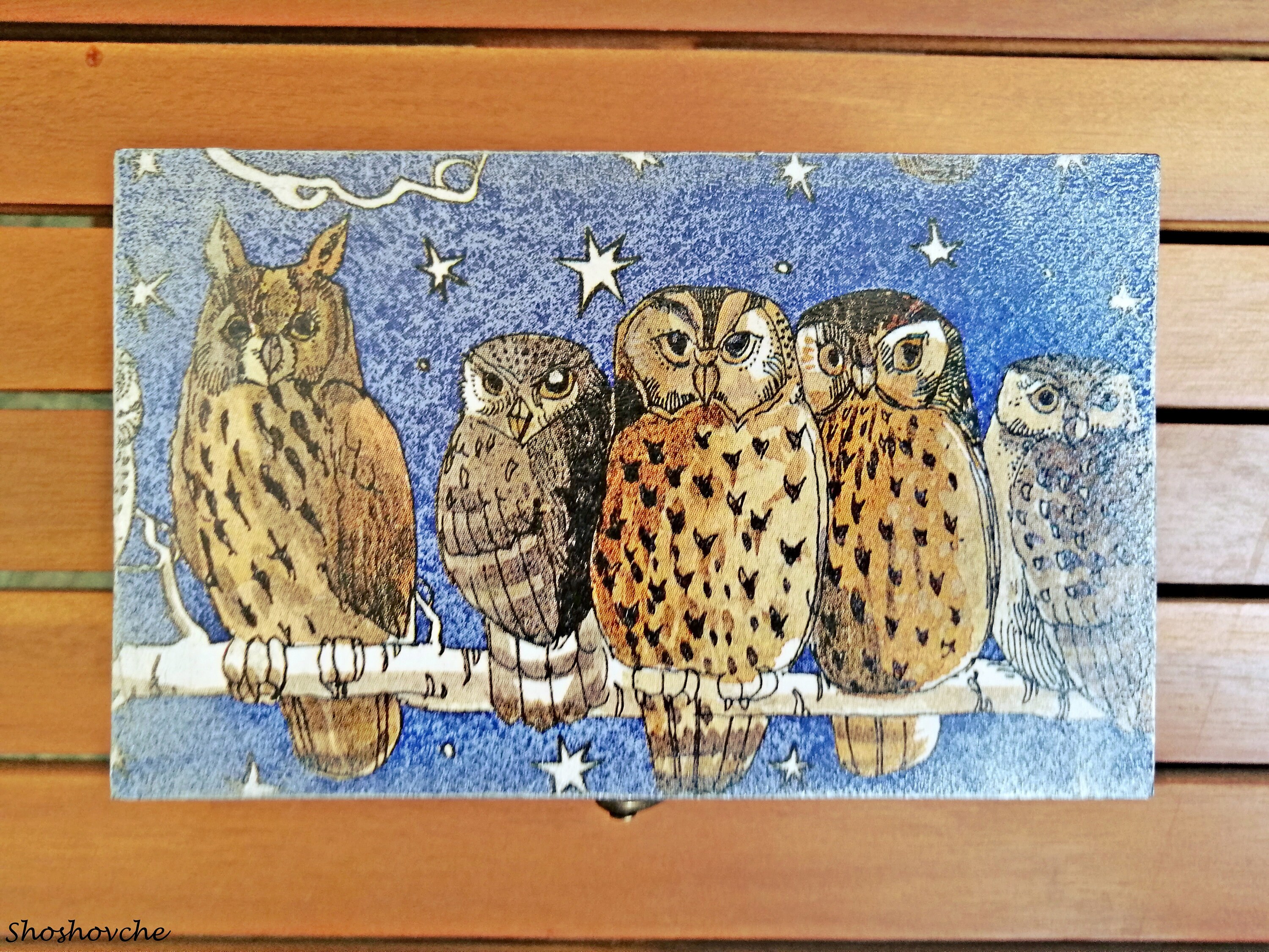 Owl Wooden Memory Box Night Birds Decoupage Box Owl Decor | Etsy