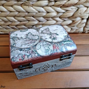 Wooden Memory World Map Box Keepsake Vintage Style Box - Etsy