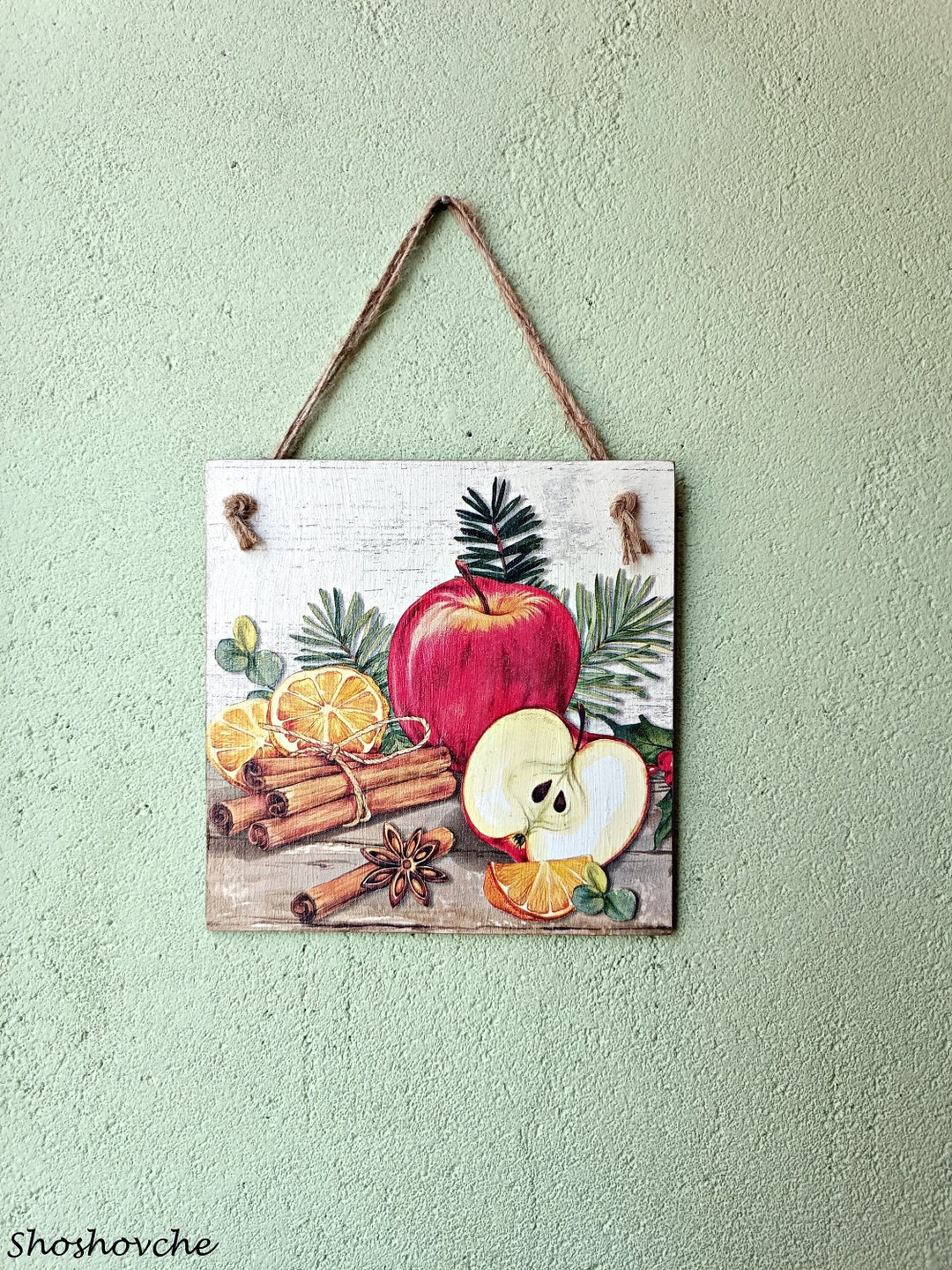 Apple Orange Cinnamon Anise Wall Decor, Country Wall Art, Wooden ...
