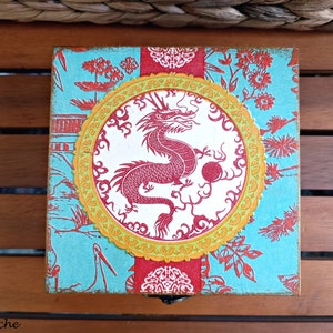 Chinese Red Dragon Jewelry Box, Chinese Dragon Decor, Blue Keepsake Box ...