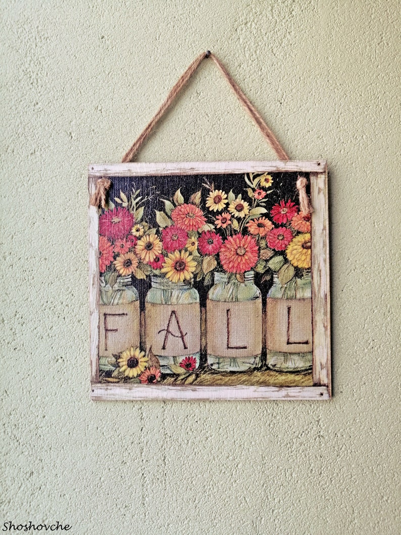 Fall Flowers Wall Hanging Plaque Kitchen Wooden Sings Autumn | Etsy