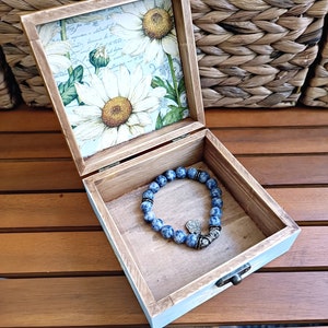White Daisy Jewellery Box, Daisies Trinket Jewelry Box, Blue Memory ...