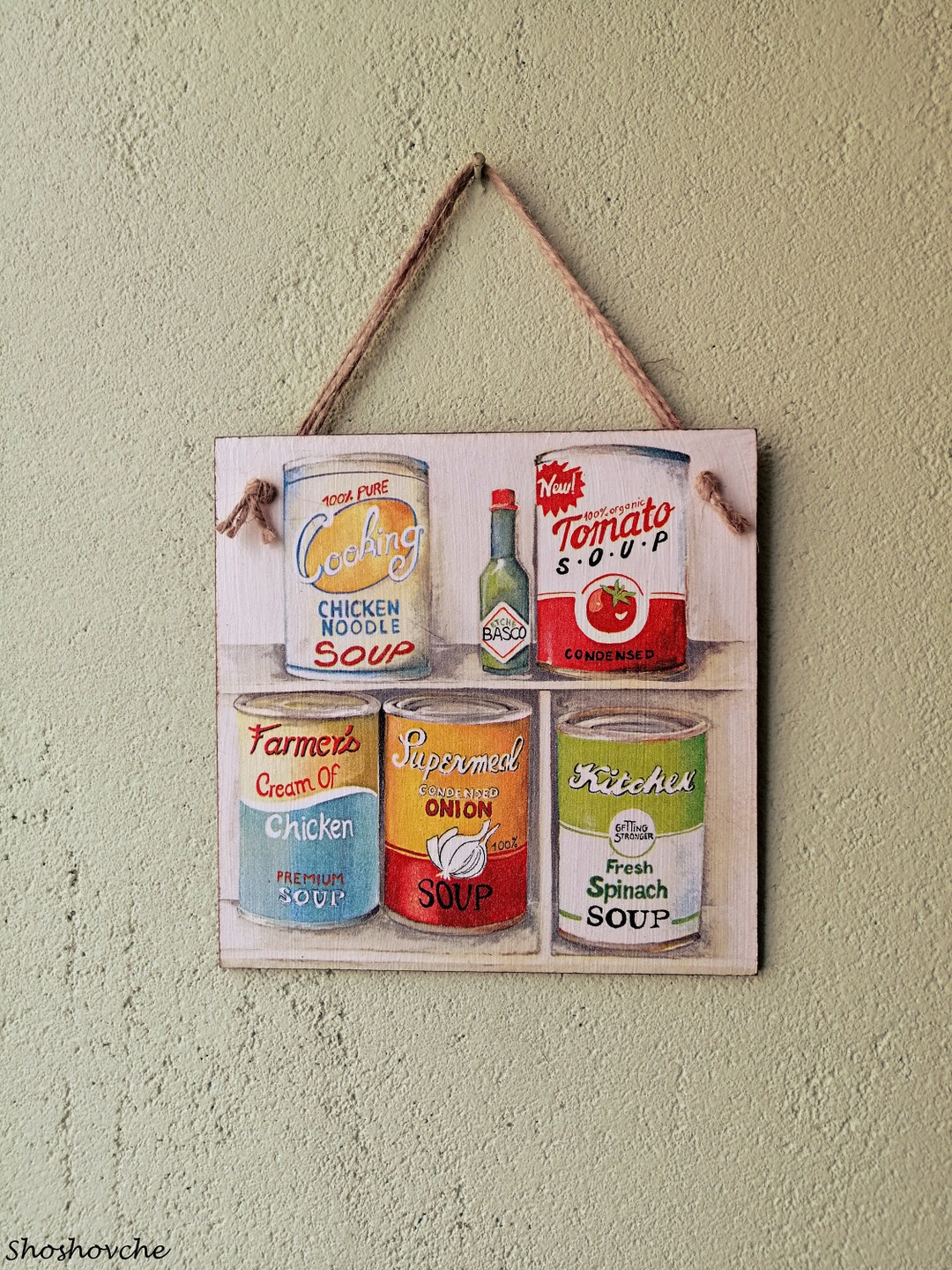 Canned Food Kitchen Sign, Wooden Hanging Plaque, Retro Style Decor ...