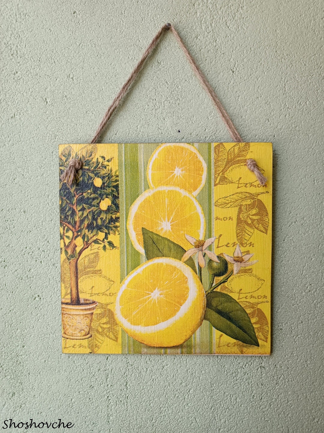 Lemon Tree Kitchen Wall Sign, Lemons Country Rustic Art, Wooden Kitchen ...