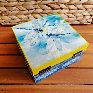 Blue Dragonfly Keepsake Box, Water Lilly Wooden Box, Dragonflies ...