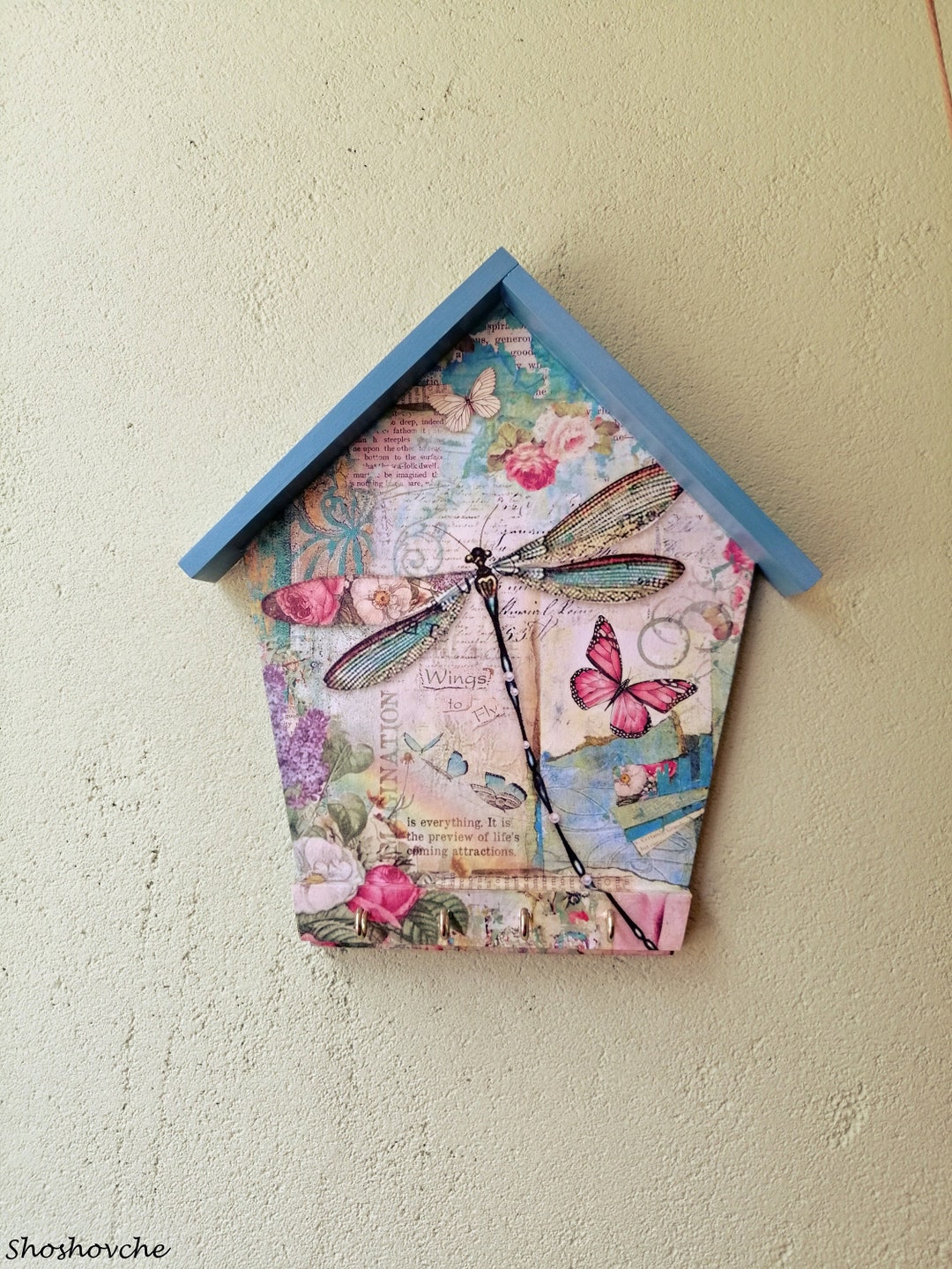 Turquoise Dragonfly Key Holder for Wall, Dragonfly Art Gift, Farmhouse ...