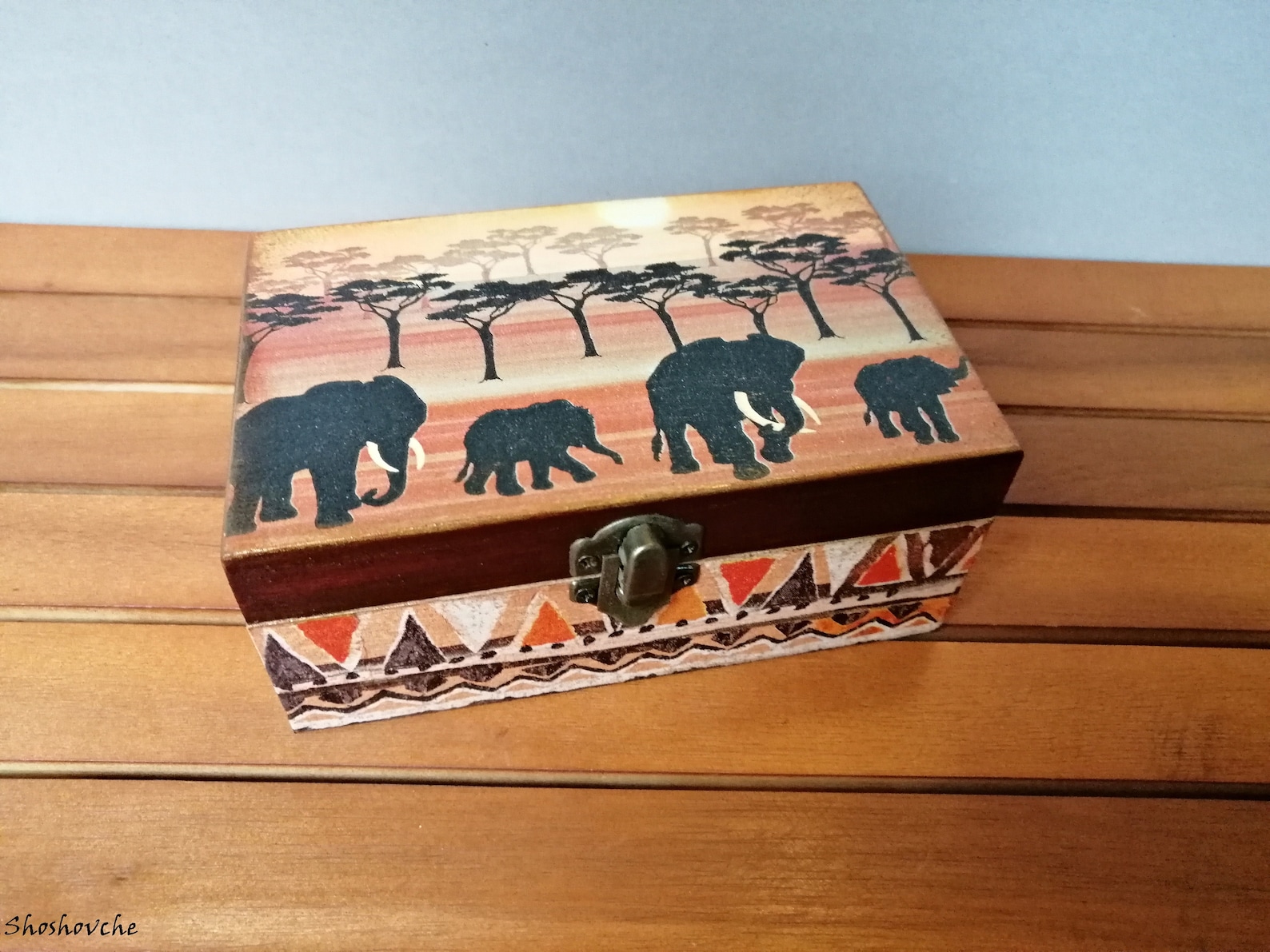 Wooden Elephant box Elephant Indian decor Sunset African | Etsy